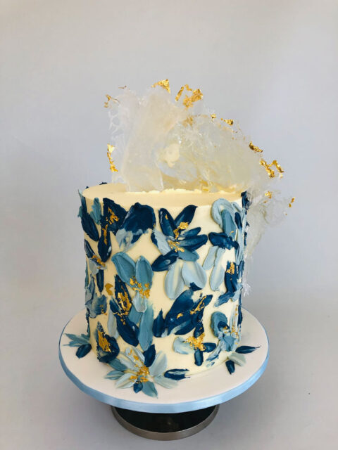 Blue and Gold Flowers | Fantasy Cakes